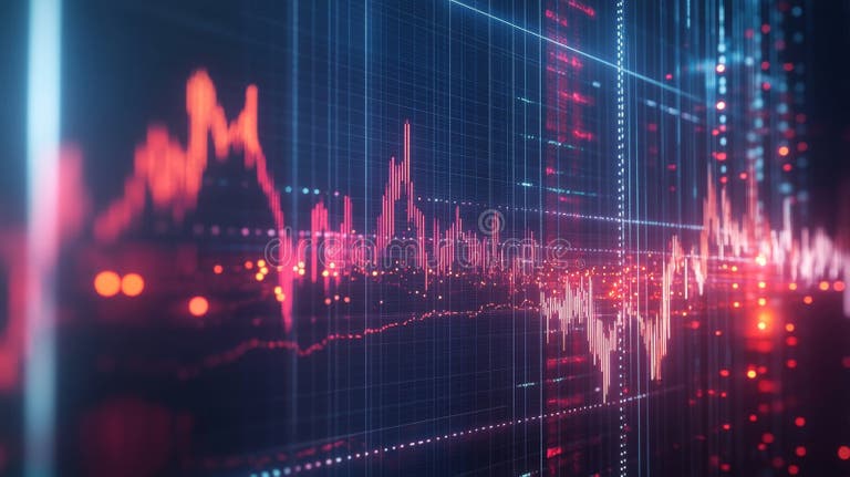Dynamic Digital Charting of Rise and Fall in Data Visualization Stock Illustration ...