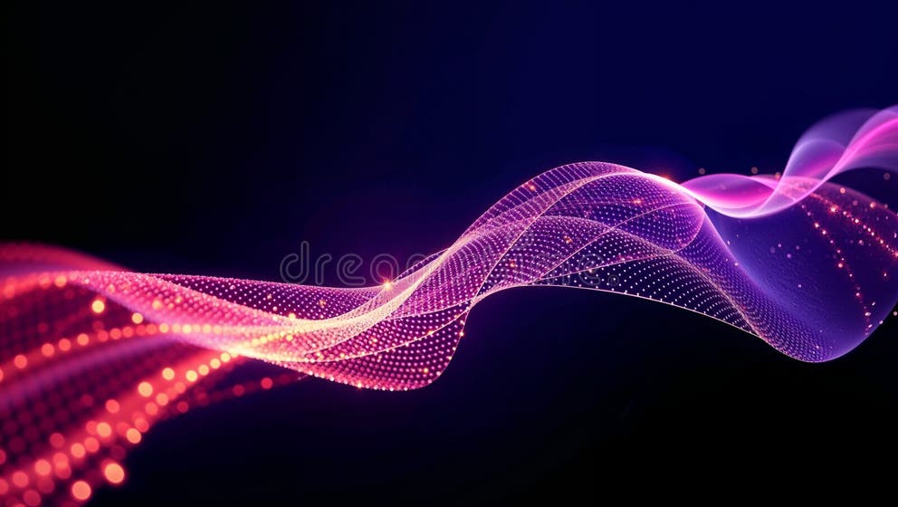Digital Wave of Connected Lines and Particles Stock Illustration ...