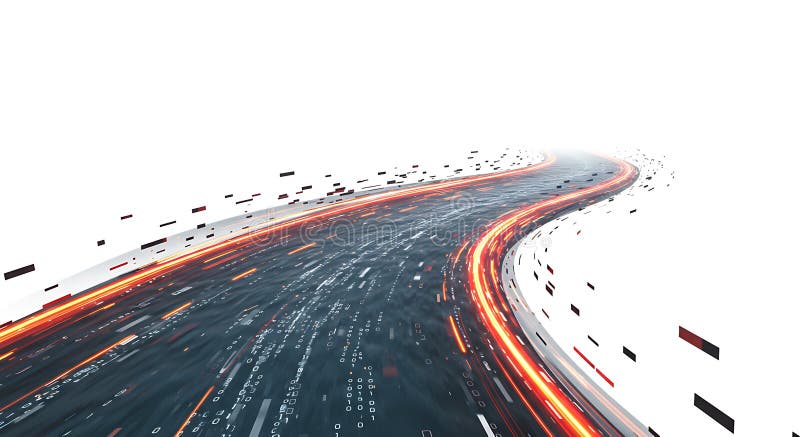 Dynamic Digital Concept Featuring a Curving Stream of Glowing Red and ...