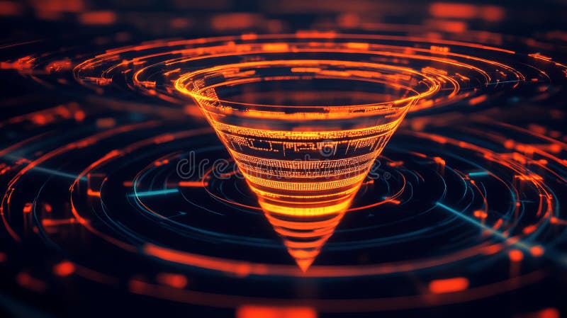 Dynamic Digital Cone: Futuristic Technology Art with Glowing Lines with ...