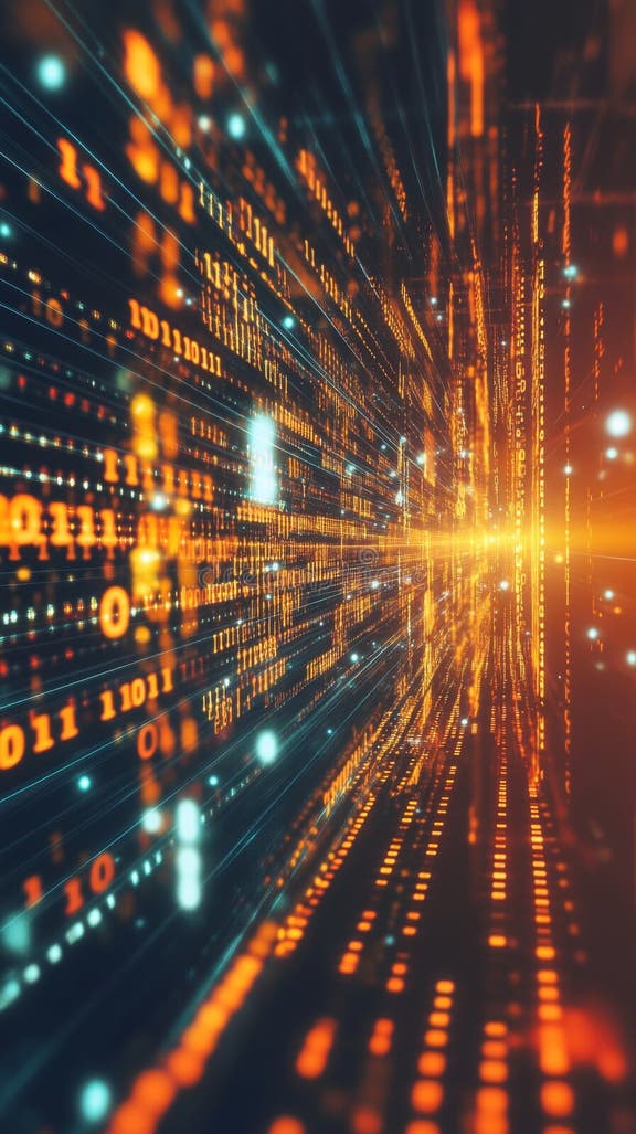 Dynamic Digital Data Flow and Binary Code Visuals Representing Modern ...