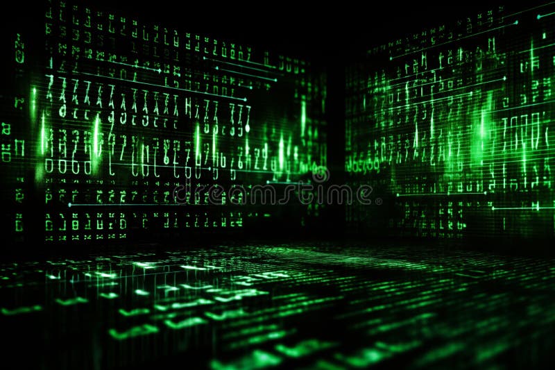 Dynamic Digital Data Stream - Abstract Green Computer Background Stock Photo - Image of ...