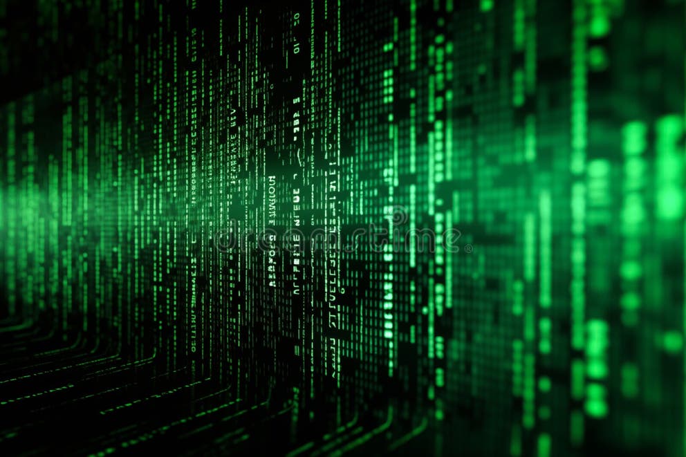 Dynamic Digital Data Stream - Abstract Green Computer Background Stock Image - Image of ...