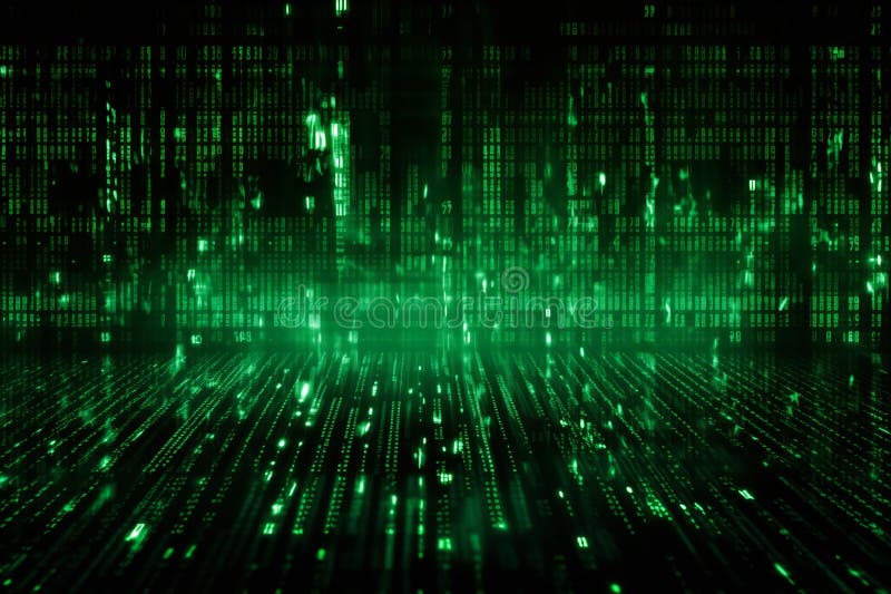 Dynamic Digital Data Stream Abstract Green Computer Background Stock