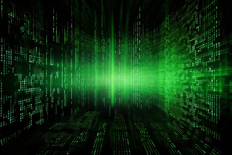 Dynamic Digital Data Stream Abstract Green Computer Background Stock