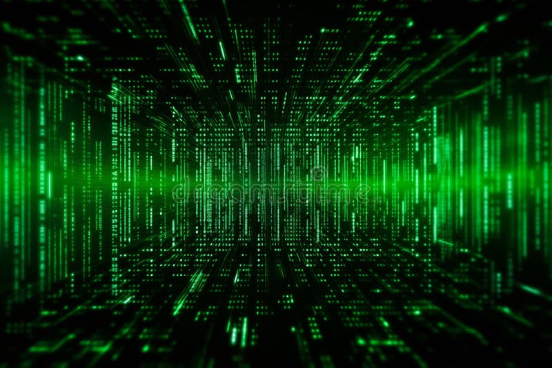 Dynamic Digital Data Stream - Abstract Green Computer Background Stock Photo - Image of ...