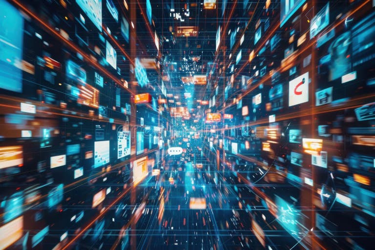 Dynamic Digital Data Stream with Abstract Visuals Representing ...