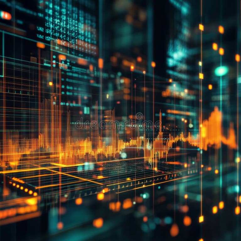 Dynamic Digital Data Visualization with Graphs and Patterns on a High-Tech Interface Stock ...