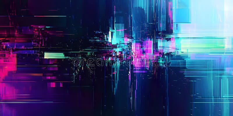 Dynamic Digital Glitch Art Illustrating Fragmented Visual Elements ...