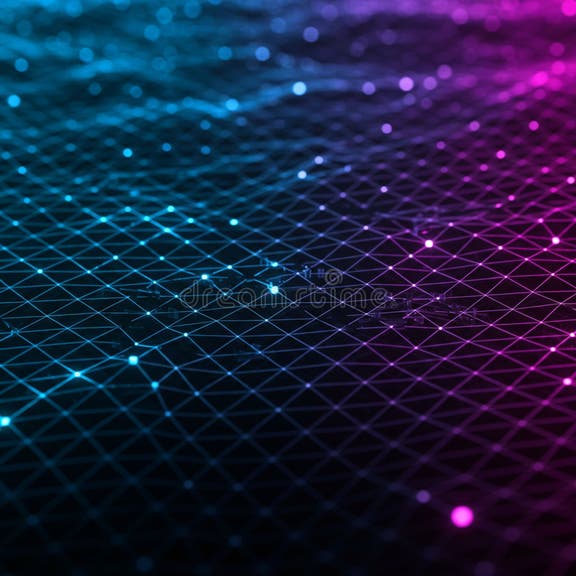 Dynamic Digital Grid Landscape Showcasing a Network of Interconnected ...