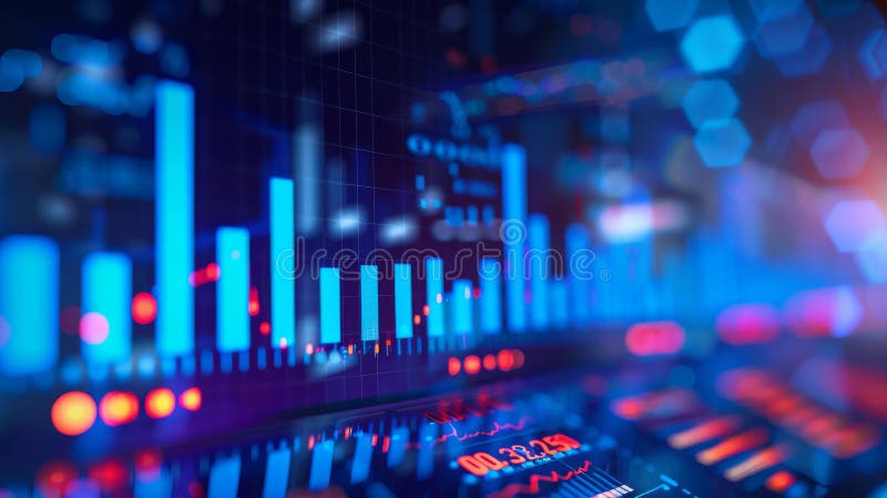 Dynamic Digital Growth Chart with Neon Glow Stock Photo - Image of ...