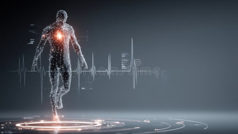 Dynamic Digital Human Figure Virtual Space 3d Visualization Energetic ...