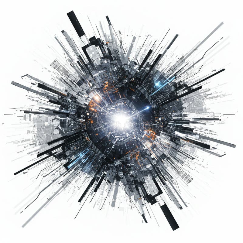 A Dynamic, Digital Illustration Featuring a Complex, Spherical Core ...