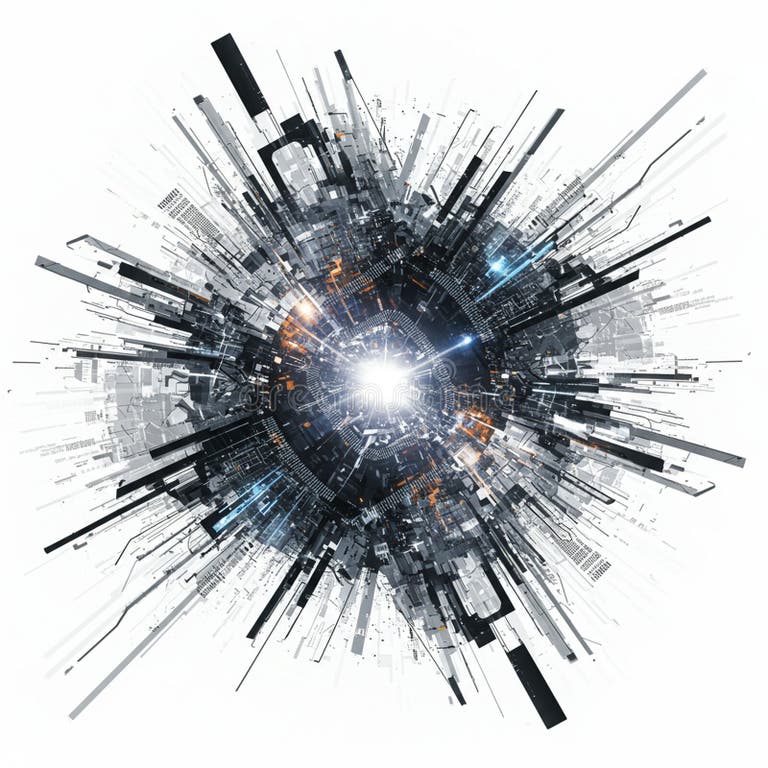 A Dynamic, Digital Illustration Featuring a Complex, Spherical Core ...