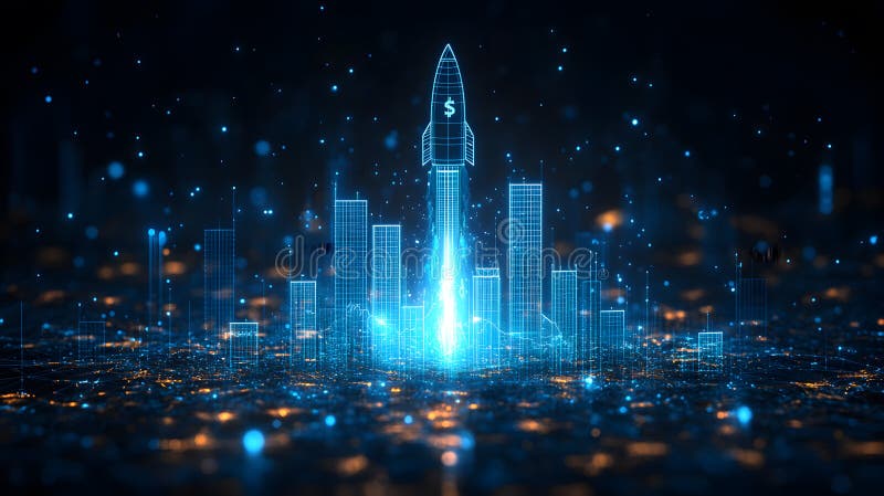 Futuristic Rocket Launch with Financial Growth Concept Stock ...
