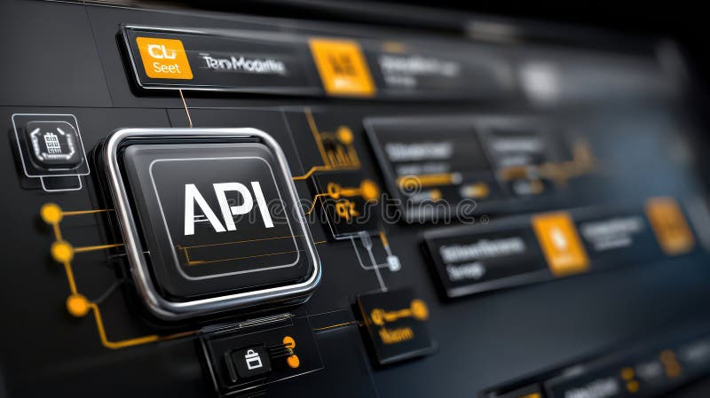 Dynamic Digital Interface Showing Api Connection Network with Data Flow ...