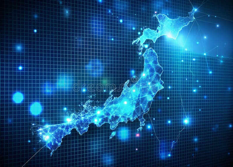 Dynamic Digital Japan Map a Futuristic Visual Representation of ...