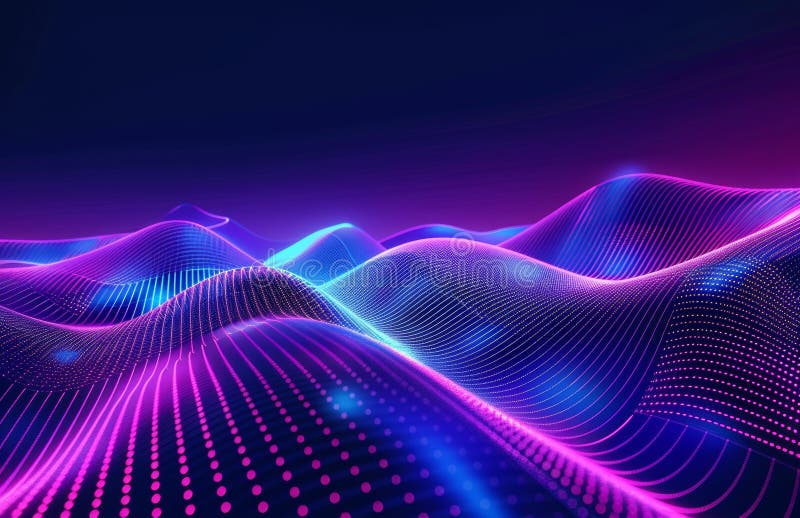 Colorful Wave Patterns Created with Vibrant Neon Lights and Grids in a ...