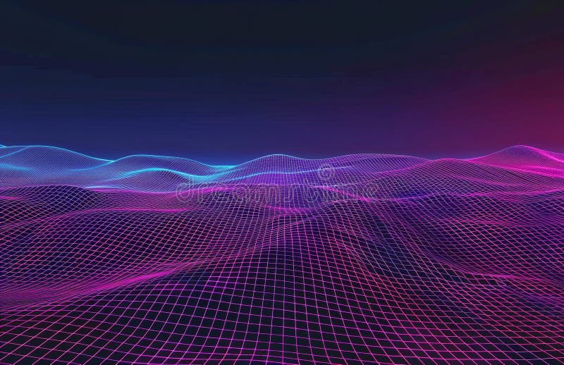 Colorful Wave Patterns Created with Vibrant Neon Lights and Grids in a ...