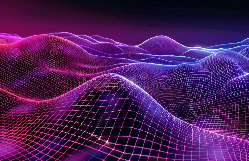 Colorful Wave Patterns Created with Vibrant Neon Lights and Grids in a ...