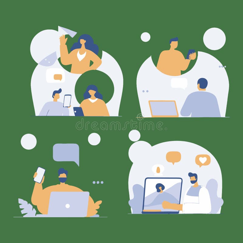 Dynamic Digital Life: Vector Art Depicting Modern Communication Stock ...