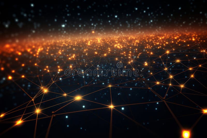 Dynamic Digital Network with Glowing Lights Stock Illustration ...