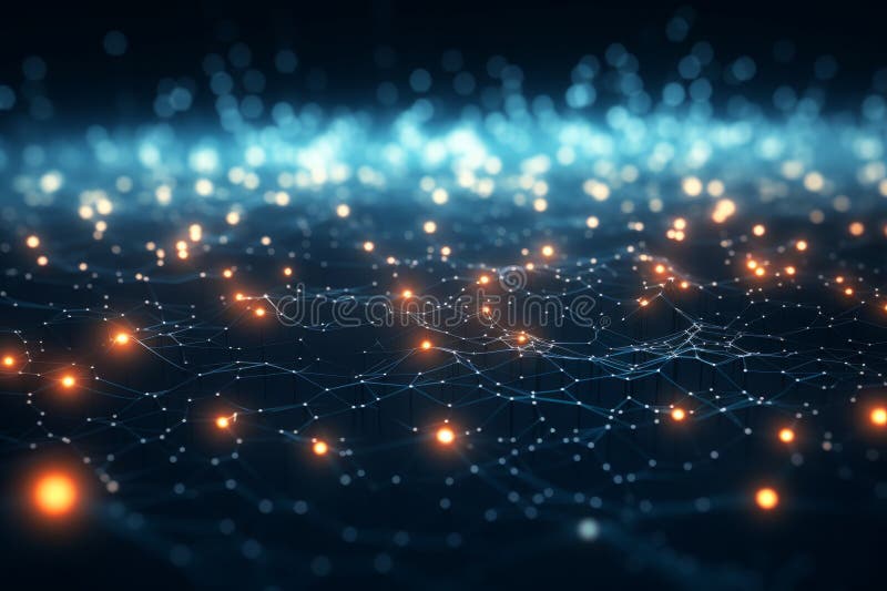 Dynamic Digital Network with Glowing Lights Stock Illustration ...
