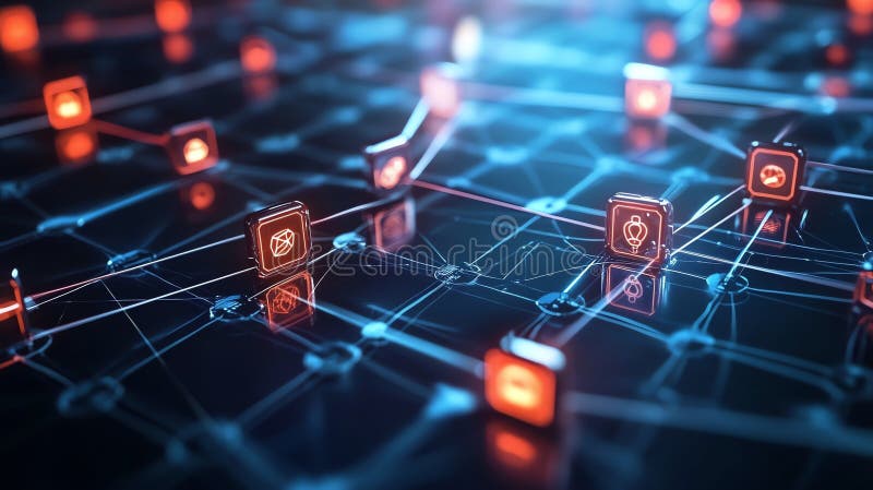 Exploring a Vibrant Digital Network with Interactive Icons and ...