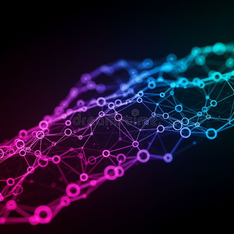 Dynamic Digital Network Visualization with Interconnected Nodes and Lines Forming a Stock ...