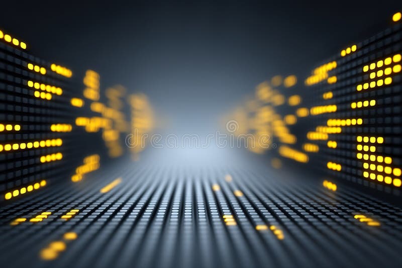 Dynamic Digital Pattern Creating an Immersive Tunnel Effect with Yellow ...