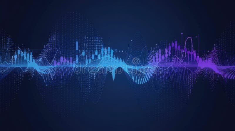 Dynamic Digital Sound Wave Background in Blue and Purple Hues. Stock ...