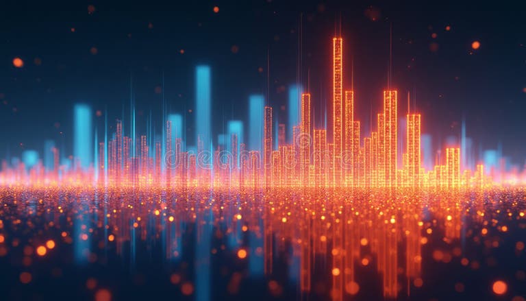 Dynamic Digital Soundwave Visualization in Vibrant Orange and Blue ...