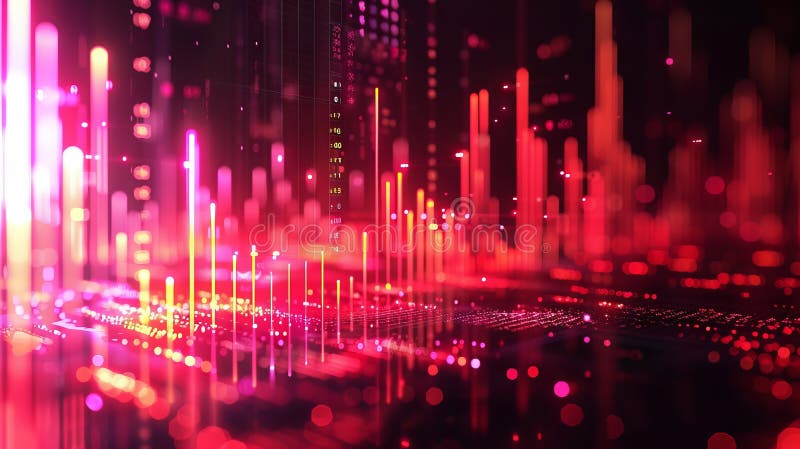 Dynamic Digital Stock Market Chart with Glowing Red Dots and Graph ...