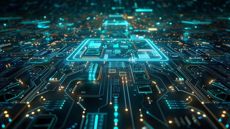 Dynamic Digital Technology Background with Circuit Boards and ...