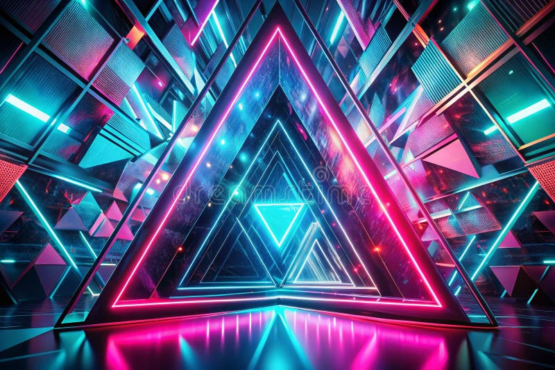 Dynamic Digital Transformation Vibrant Neon Pink and Teal Triangles Showcase the Future of ...