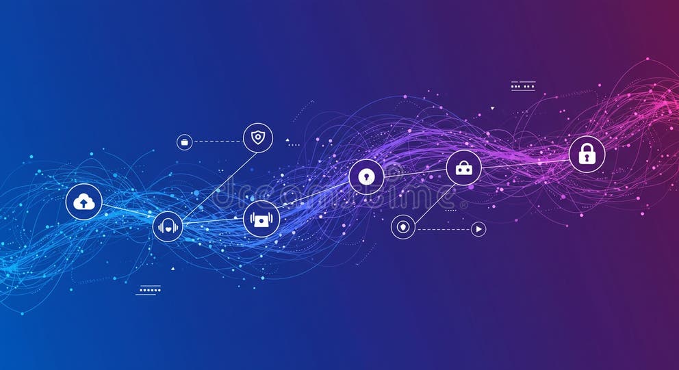 A Dynamic Digital Visual Featuring a Network of Interconnected Icons on ...