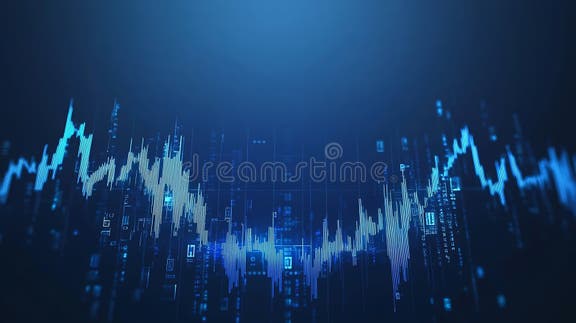 A Dynamic, Digital Visualization of Data Waves Against a Dark Blue ...