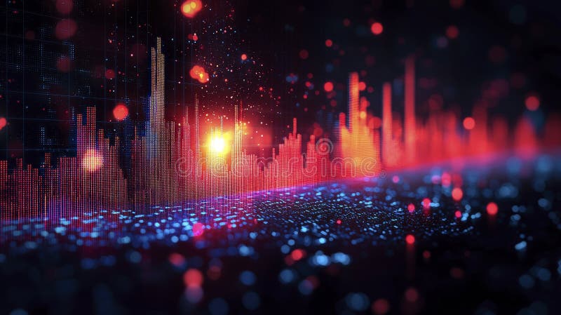 Dynamic Digital Visualization with Red Highlights Stock Illustration ...