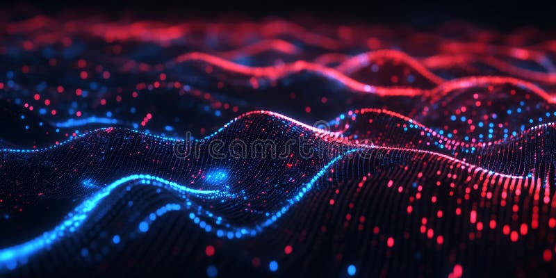 Dynamic Digital Waves Represented in Stunning Red and Blue Colors for ...