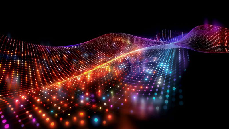 Dynamic Digital Waves with Vibrant Dotted Patterns Stock Illustration ...