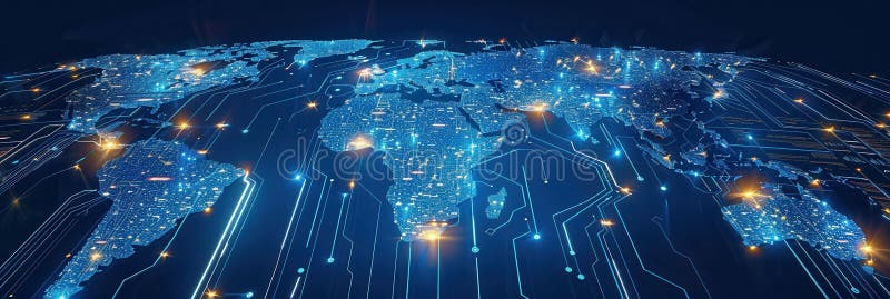 Dynamic Digital World Map Highlighting Western Europe and Showcasing AI ...