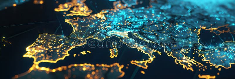 Dynamic Digital World Map Highlights Western Europe for AI Powered ...