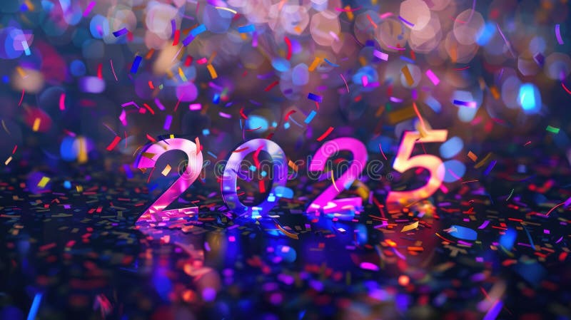Dynamic 2025 Digits with Confetti Particles for a Joyful New Year ...