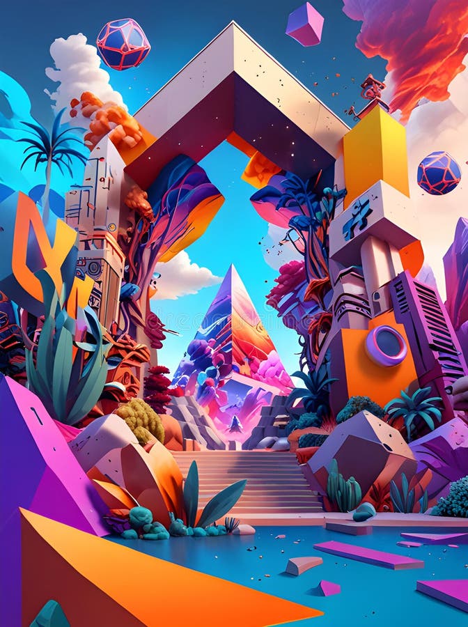 Dynamic Dimensions: a Fusion of 2D and 3D Art Stock Photo - Image of dimensions, flat: 322823176