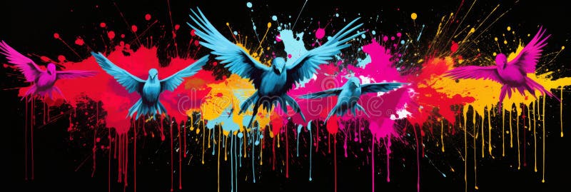 Dynamic Dispersion of Birds with Splatter Effect on a Dark Background ...