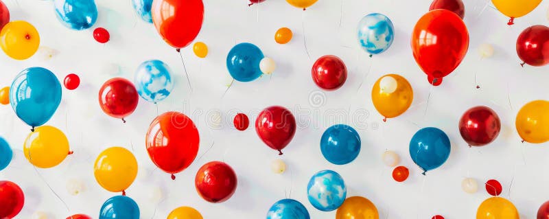 A Dynamic Display of Balloons in Vibrant Primary Colors, Floating in a ...