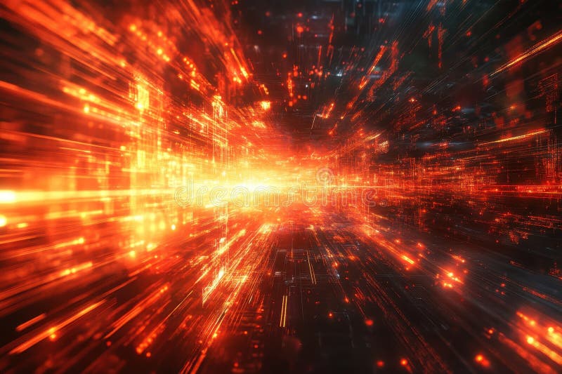 Dynamic Display of Bright Orange and Red Light Streaks Representing ...