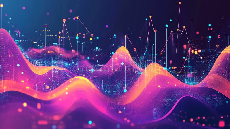 Vibrant Digital Landscape Showcasing Data Visualization in Modern ...