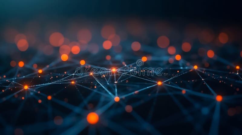 A Dynamic Display of a Digital Network Consists of Blue Lines ...