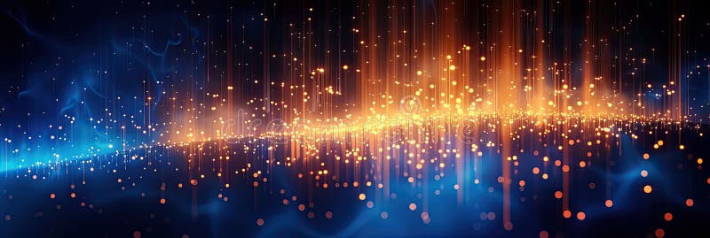 Illuminated Data Visualization Displaying Horizontal Light Columns ...